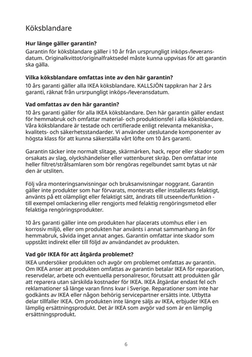 IKEA Sweden (Swedish) - IKEA_kökssystem_garantibroschyr - Sida 6-7 IKEA Sweden (Swedish) - IKEA_kökssystem_garantibroschyr - Sida 6-7